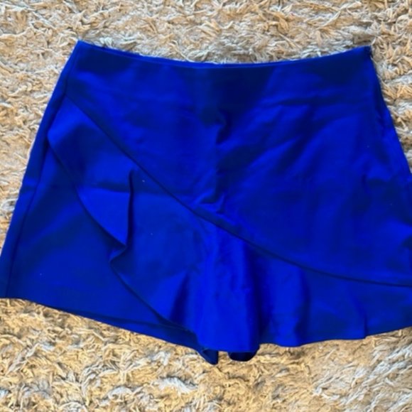 Zara | Skirts | Zara Royal Blue Skort With Ruffle Front Size M | Poshmark